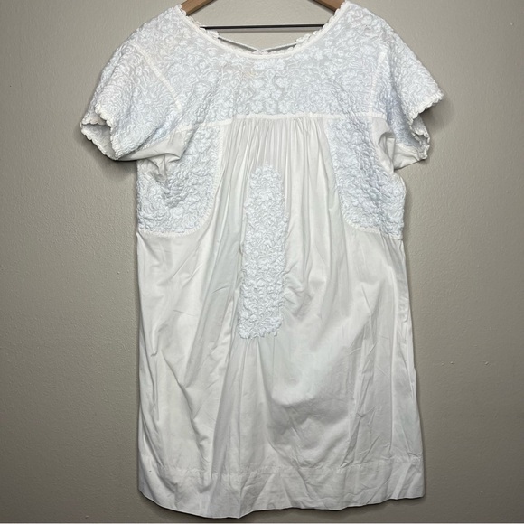 Dresses | Sister Mary Women Mini Dress Medium White Blue Embroidered ...